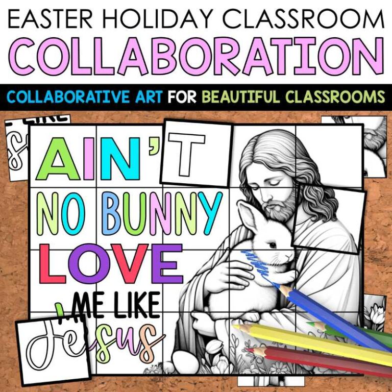 Easter Collaborative Poster Team Bulletin Board Christian Coloring ...