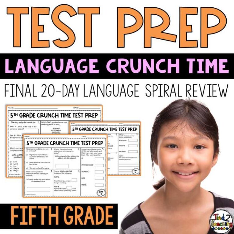 5th Grade Language ELA Test Prep State Test Preparation - Tied 2 Teaching