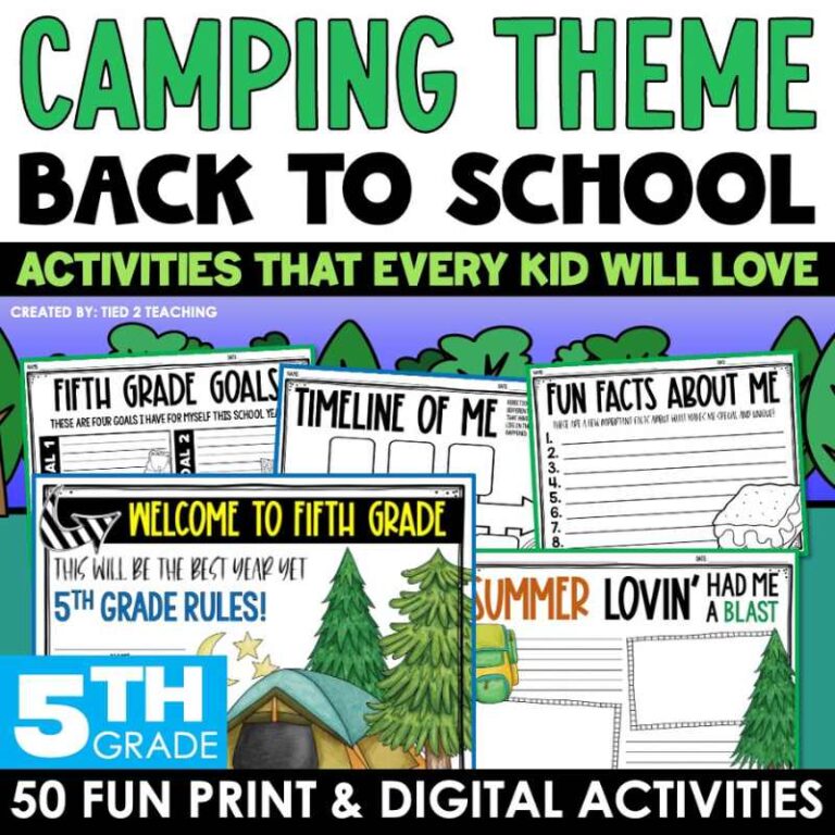 5th Grade Camping Back to School Activities & First Week of School ...