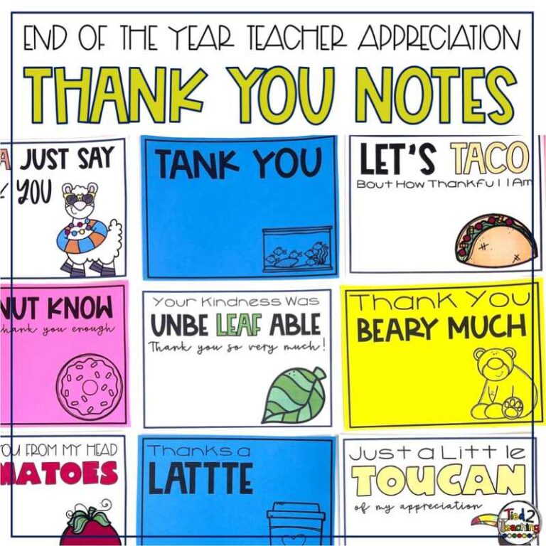 Thank You Cards from Teachers Teacher Appreciation Week Thank You Notes ...