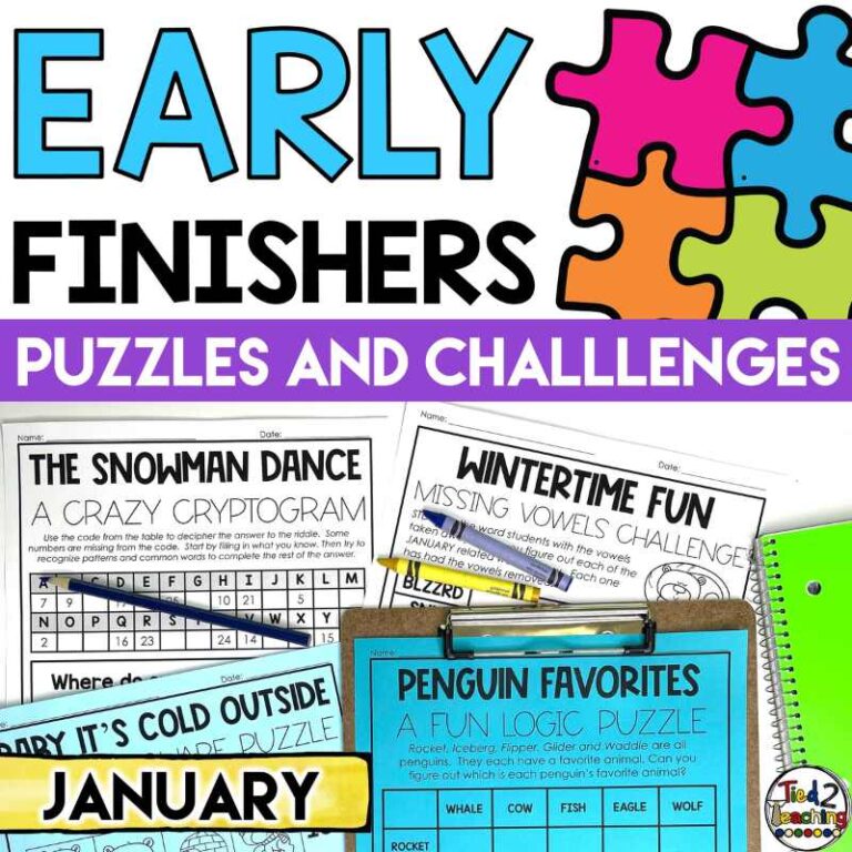 January Winter Early Finishers Work Puzzles and New Years Word Search ...