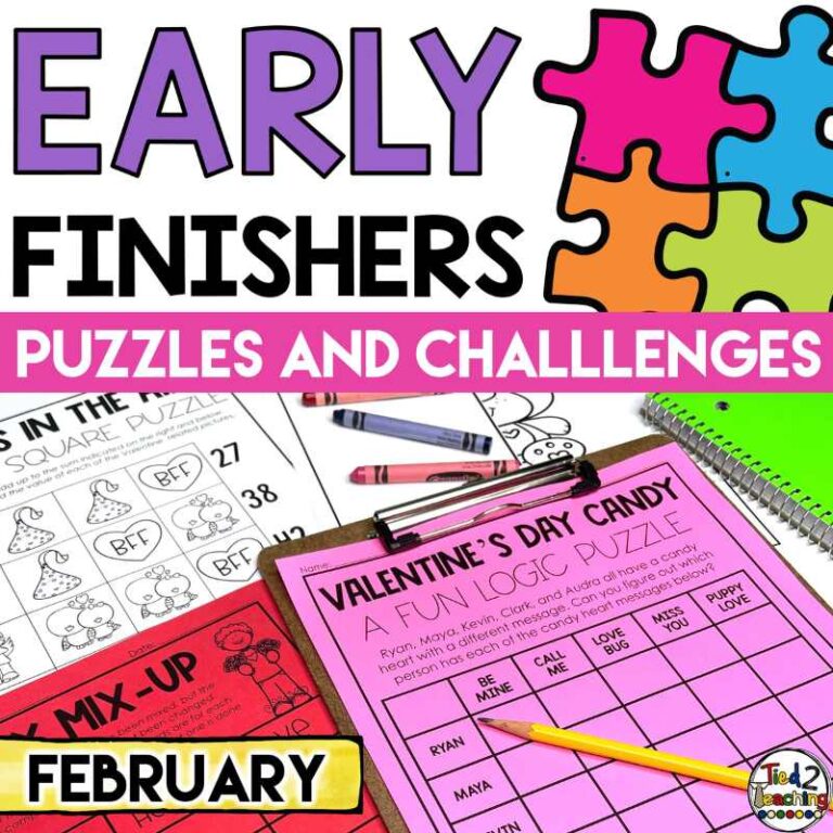 Valentines February Early Finishers Puzzles with Valentines Day Word ...