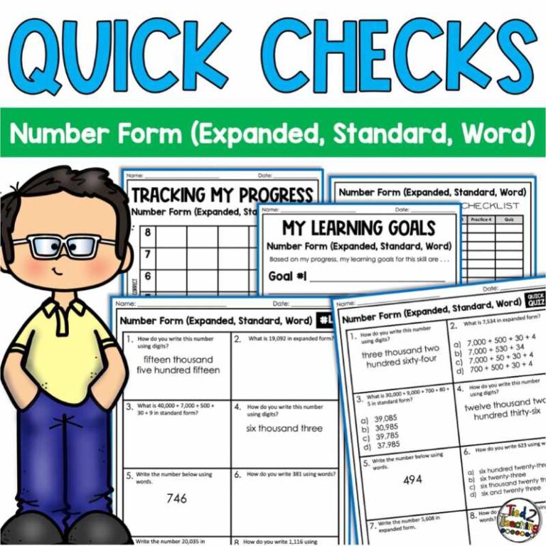 Number Form Standard Expanded Word Form Quick Checks - Tied 2 Teaching
