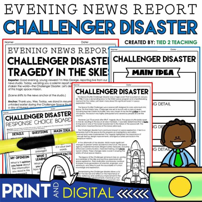 Space Shuttle Challenger Reading Passage Evening News Report Activities ...
