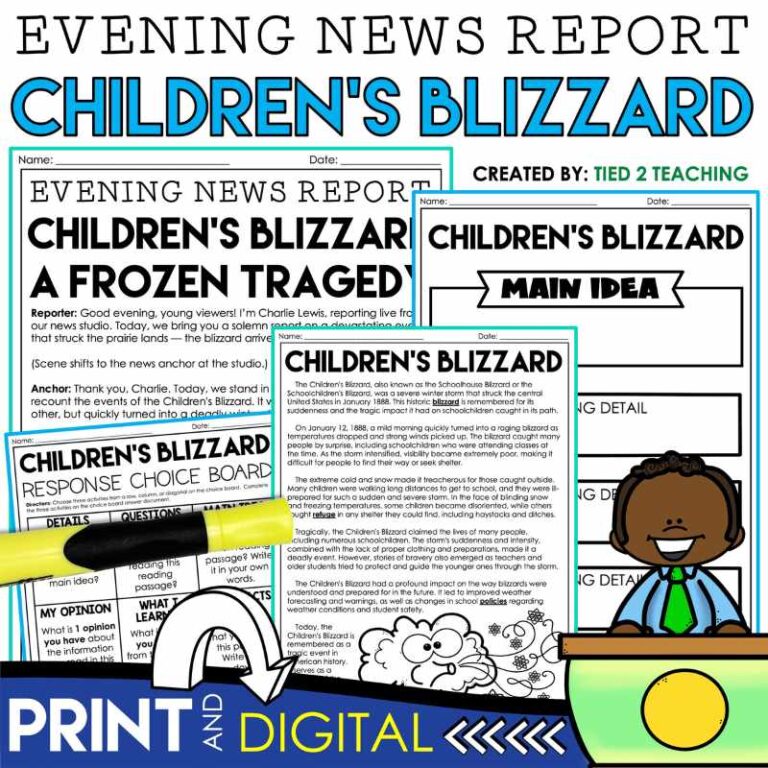 Children's Blizzard Passage Summarize Nonfiction Writing Graphic ...