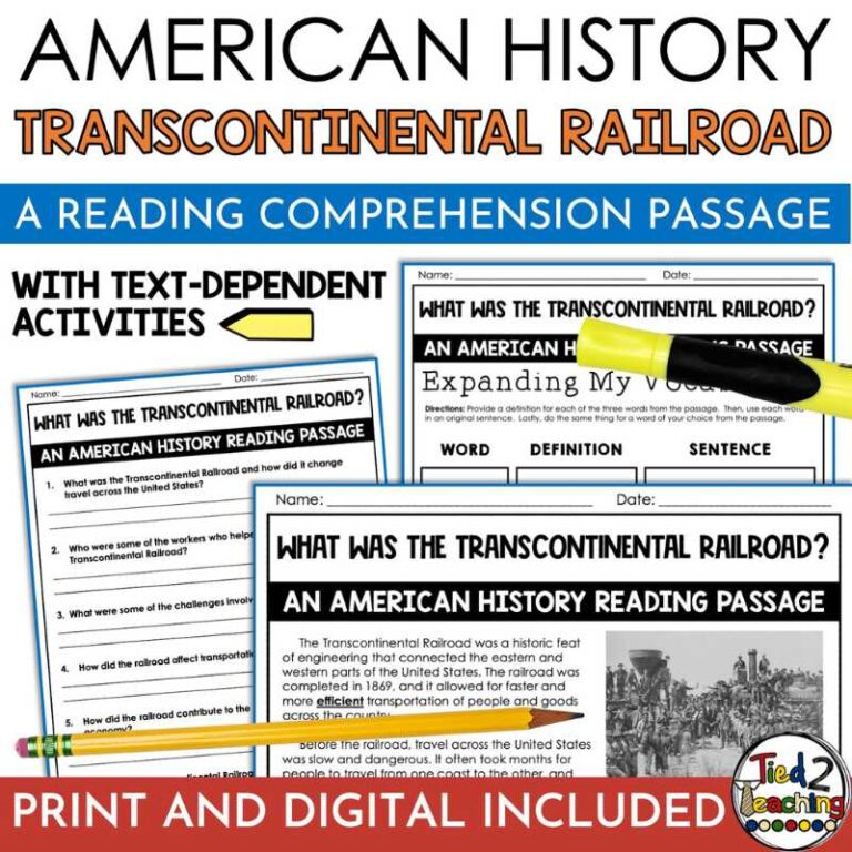 The Transcontinental Railroad Reading Comprehension Passage and ...