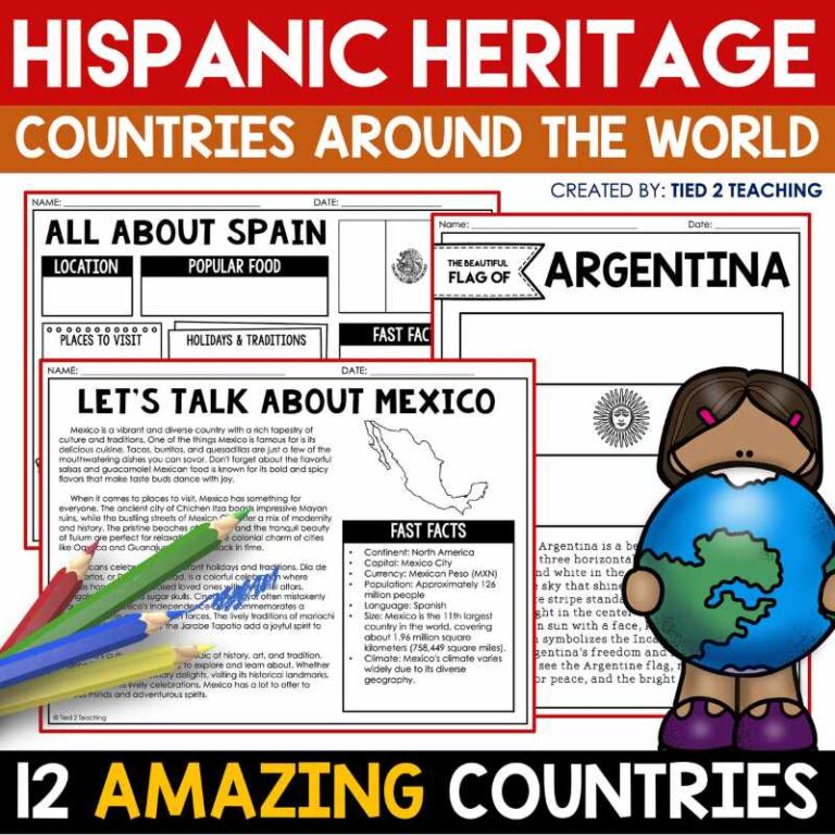 Hispanic Heritage Month Countries Around the World Reading Passages ...