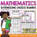 Math Extensions Activity Choice Boards Math Activities Early Finishers ...