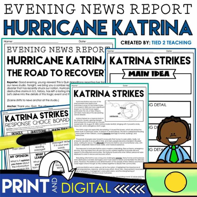Hurricane Katrina Reading Passage Evening News Report and Activities ...