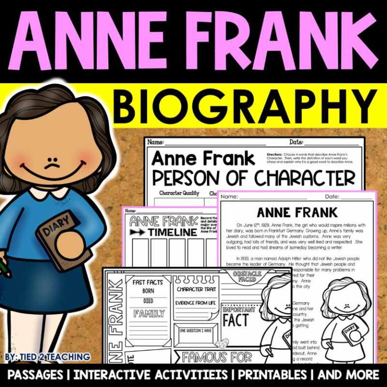Anne Frank Biography Unit Pack Women's History Month Reading Passages ...