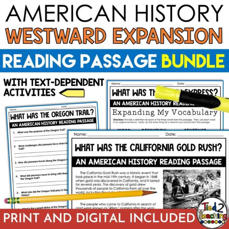 Westward Expansion Fun Activities Worksheets Reading Passages ...