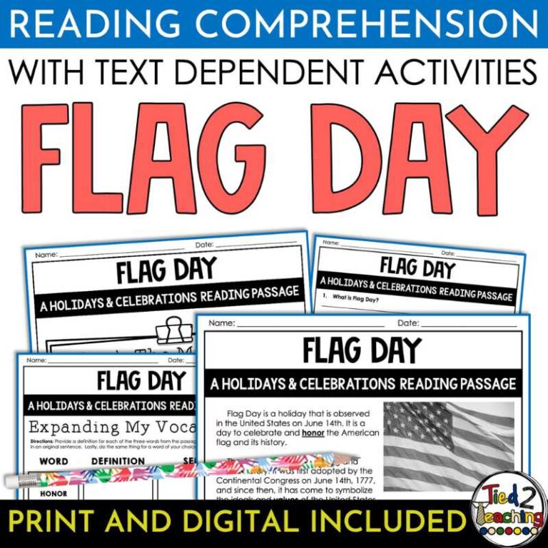 Flag Day Non-Fiction Reading Comprehension Passage and Activities ...