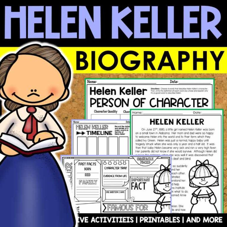 Helen Keller Activities Biography Pack Lesson Reading Passages Poster ...