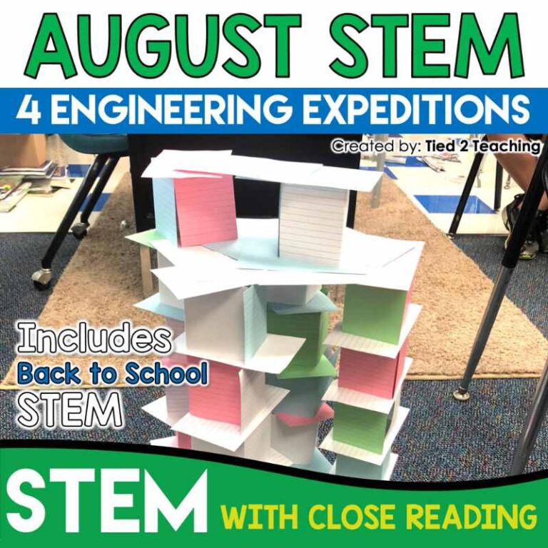 August STEM Challenges with Close Reading - Tied 2 Teaching