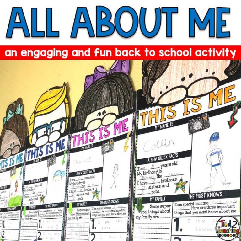 All About Me Poster Activity Banner Pennants First Day of School ...