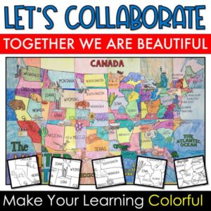 United States Geography Collaborative Collaboration Coloring Poster Art ...