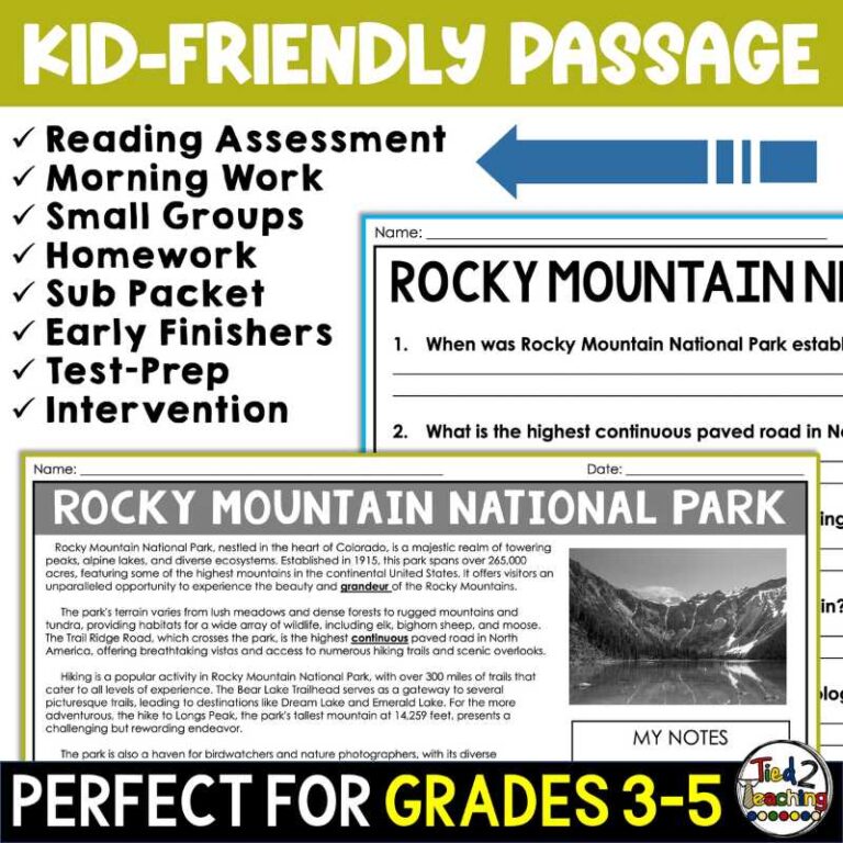 Rocky Mountain National Park Information Reading Passage Research ...