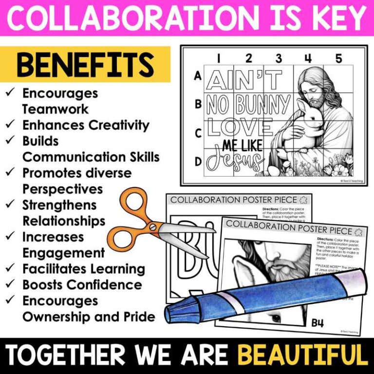 Easter Collaborative Poster Team Bulletin Board Christian Coloring ...