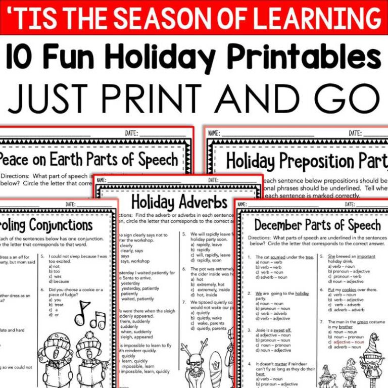 Christmas Parts of Speech Activities | Christmas ELA Morning Work ...