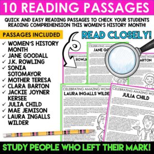 Women's History Month Nonfiction Biography Reading Comprehension ...