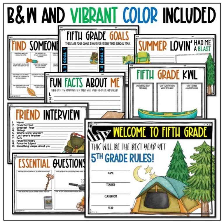 5th Grade Camping Back to School Activities & First Week of School ...