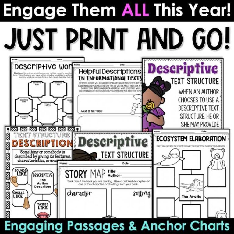 Descriptive Writing 3rd 4th Grade Text Structure Review & Writing ...