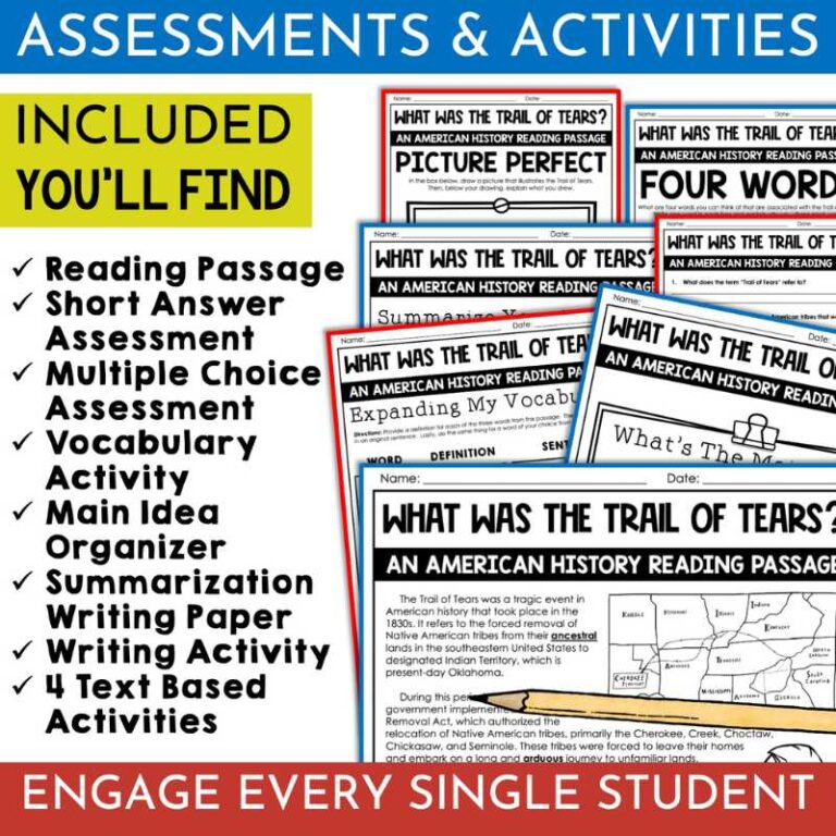 Trail of Tears Reading Passage and Questions Westward Expansion ...