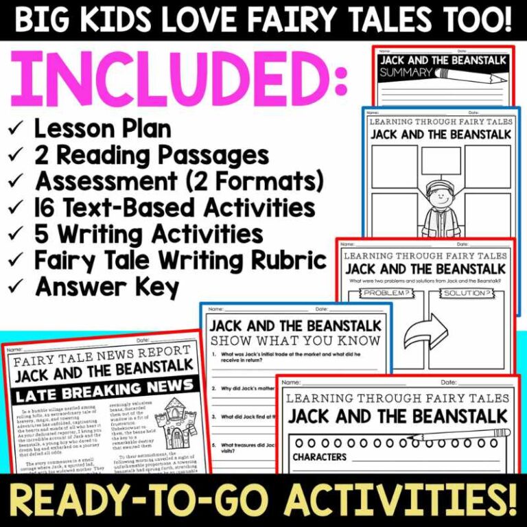 Jack and the Beanstalk Elements of a Fairy Tale Reading Passages ...