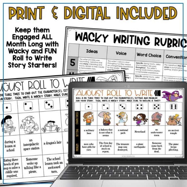 August Roll A Story Back to School Roll and Write a Story Narrative ...