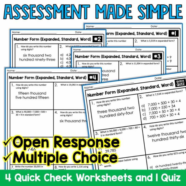 Number Form Standard Expanded Word Form Quick Checks - Tied 2 Teaching