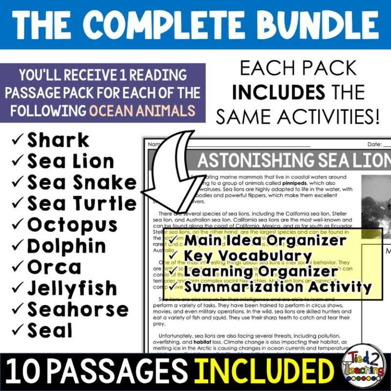 Ocean Animal Reading Passages Marine Animals Science Research Report ...