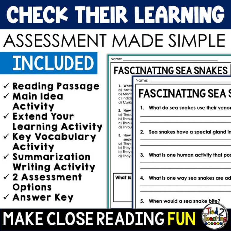 Sea Snakes Ocean Animal Research Marine Animals Science Reading Passage ...