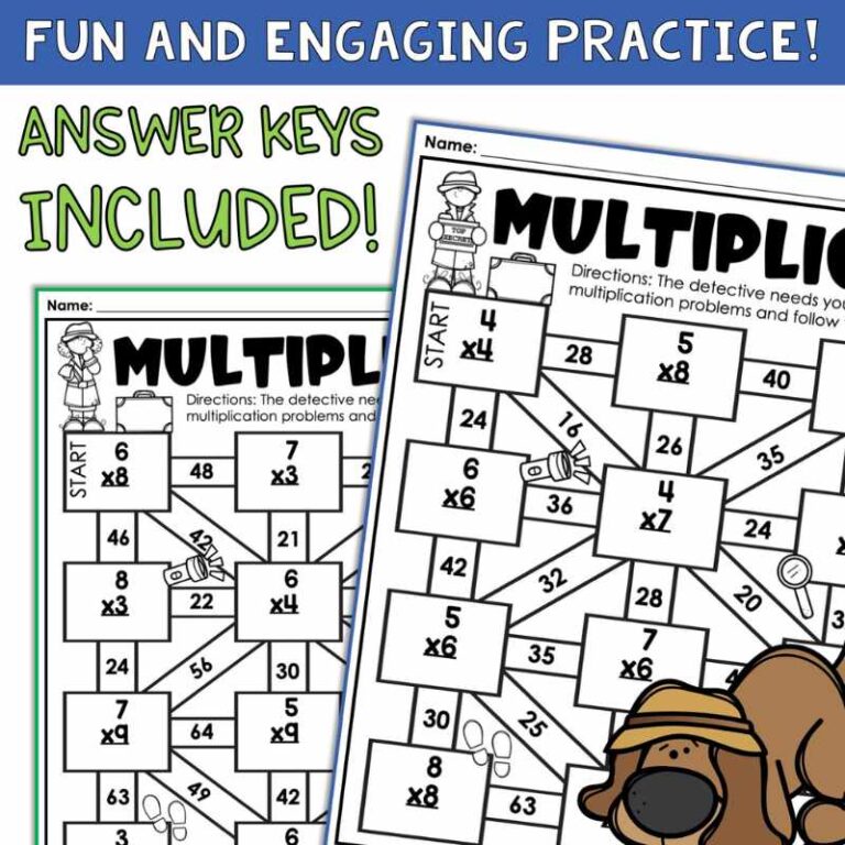 Multiplication Facts Math Mazes 1 Digit by 1 Digit Practice - Tied 2 ...