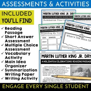 Martin Luther King Jr. Reading Comprehension Passage and Questions ...