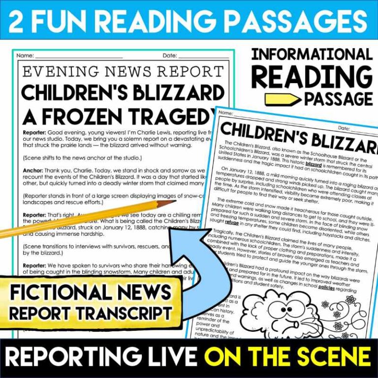 Children's Blizzard Passage Summarize Nonfiction Writing Graphic ...