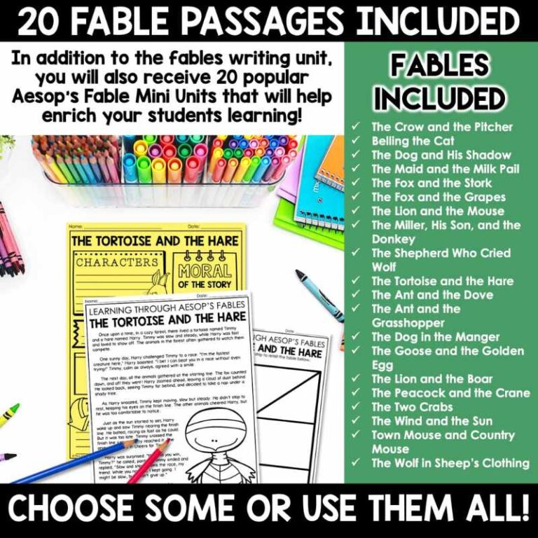 Aesop's Fables Reading Passages Compare and Contrast Fables Anchor ...