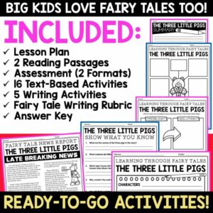 Three Little Pig Elements of a Fairy Tale Reading Passages Writing ...