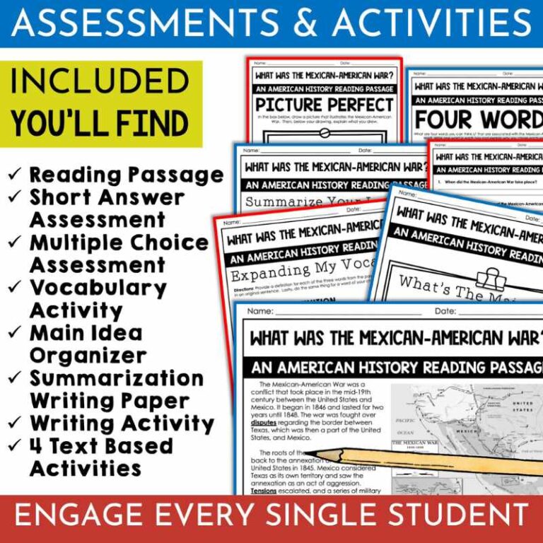 Mexican American War Reading Comprehension Passage and Questions - Tied ...