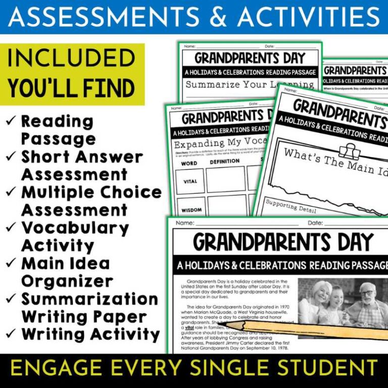 Grandparents Day Nonfiction Reading Comprehension Passage and Questions ...