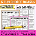 Math Extensions Activity Choice Boards Math Activities Early Finishers ...