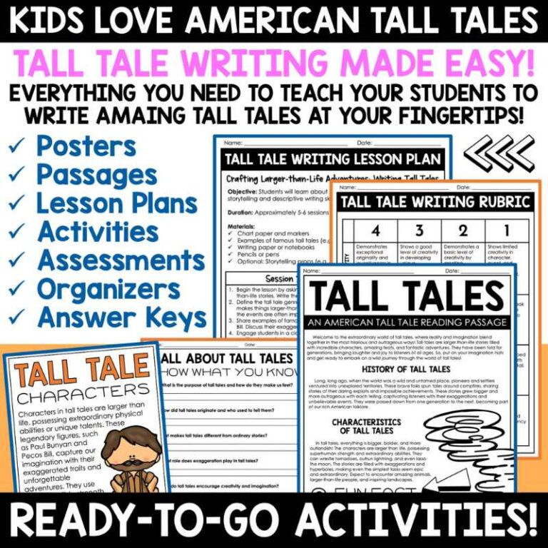 Tall Tales Unit with Tall Tales Writing Reading Passages Graphic ...