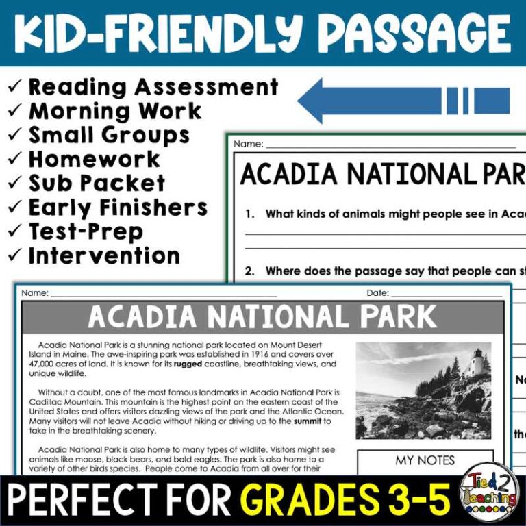 Acadia National Park Information Reading Passage Acadia Research ...
