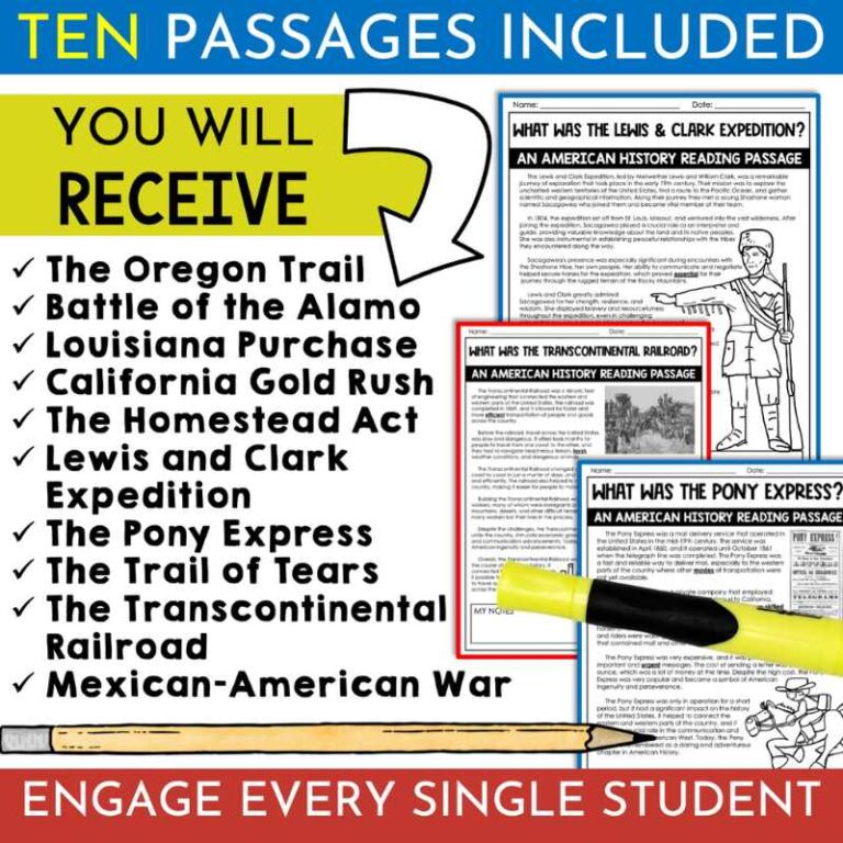 Westward Expansion Fun Activities Worksheets Reading Passages ...