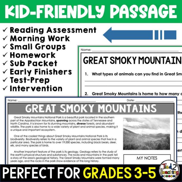 Great Smoky Mountains National Park Reading Passage Smoky Mountain ...