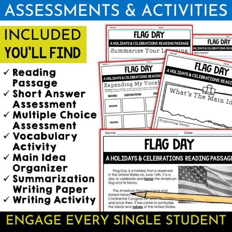 Flag Day Non-Fiction Reading Comprehension Passage and Activities ...