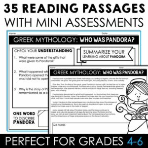 Greek Mythology Reading Comprehension Passages & Activities Greek gods ...