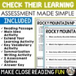 Rocky Mountain National Park Information Reading Passage Research ...
