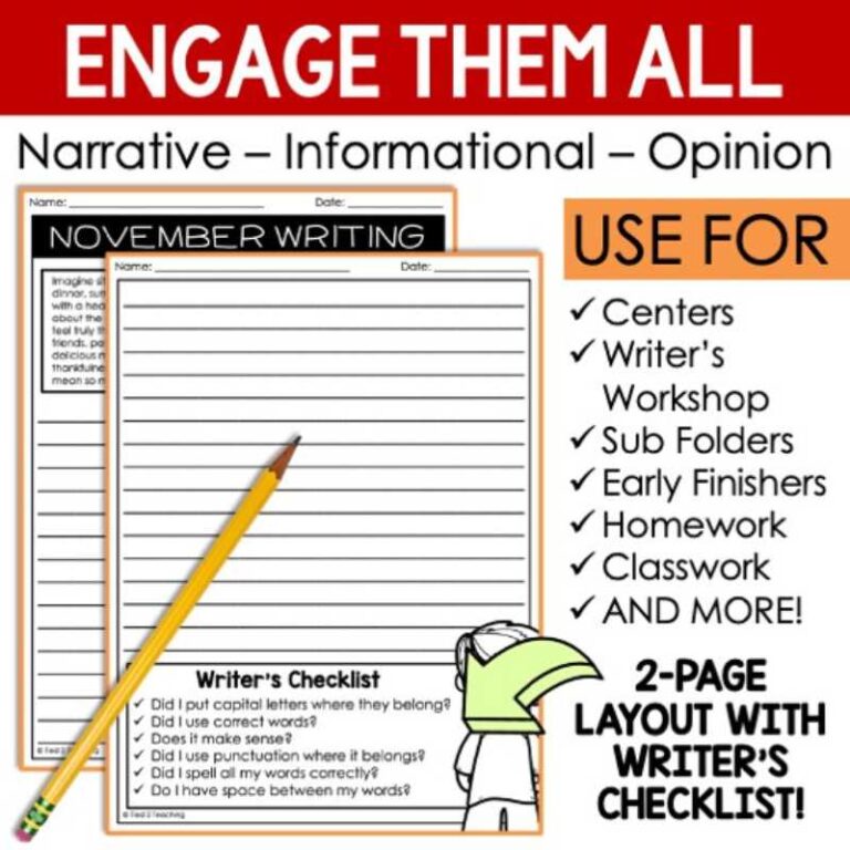 November Writing Prompts with Thanksgiving Writing Activities and ...