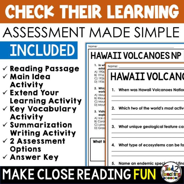 Hawaii Volcanoes National Park Informational Reading Passage and ...
