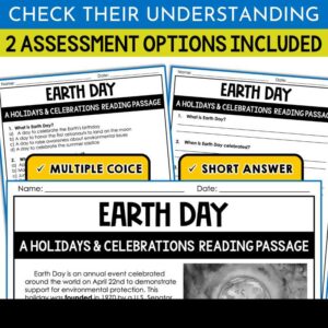 Earth Day Non-Fiction Reading Comprehension Passage and Activities ...